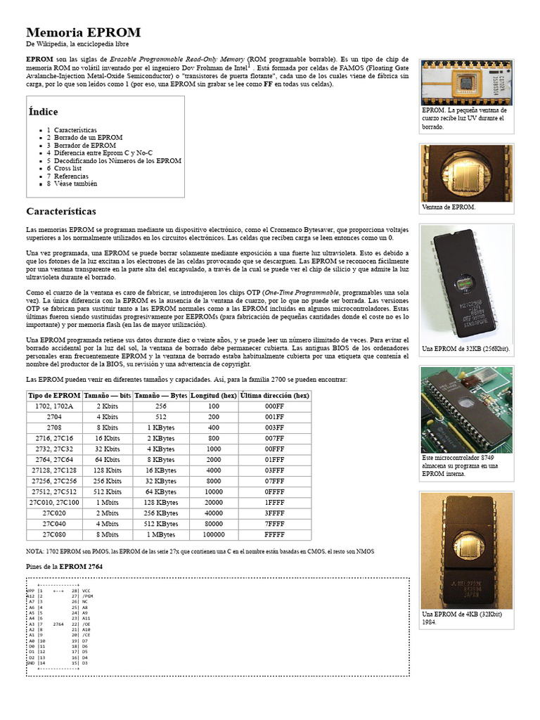 Memoria EPROM | PDF | Ingeniería Electrónica | Componentes eléctricos