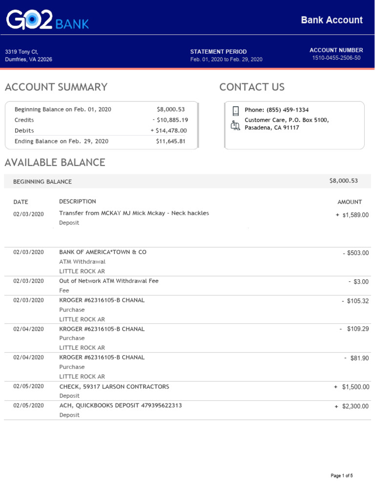 Go2bank Statmant PDF | PDF | Banks | Service Industries