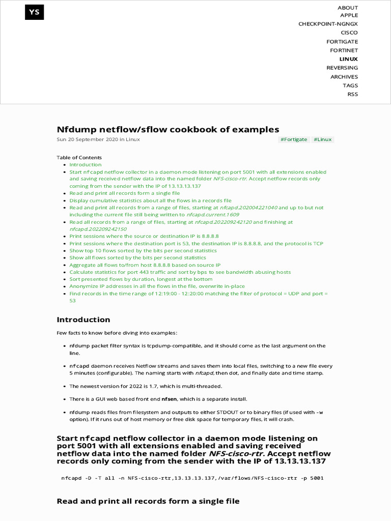 Nfdump Netflow - Sflow Cookbook of Examples - Yuri Slobodyanyuk's Blog On IT Security and ...