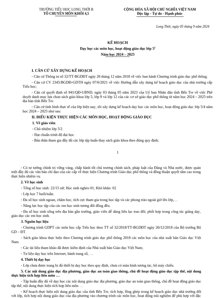 Vinh - Khgd - Cá Nhân - Năm Học 2024 - 2025 | PDF