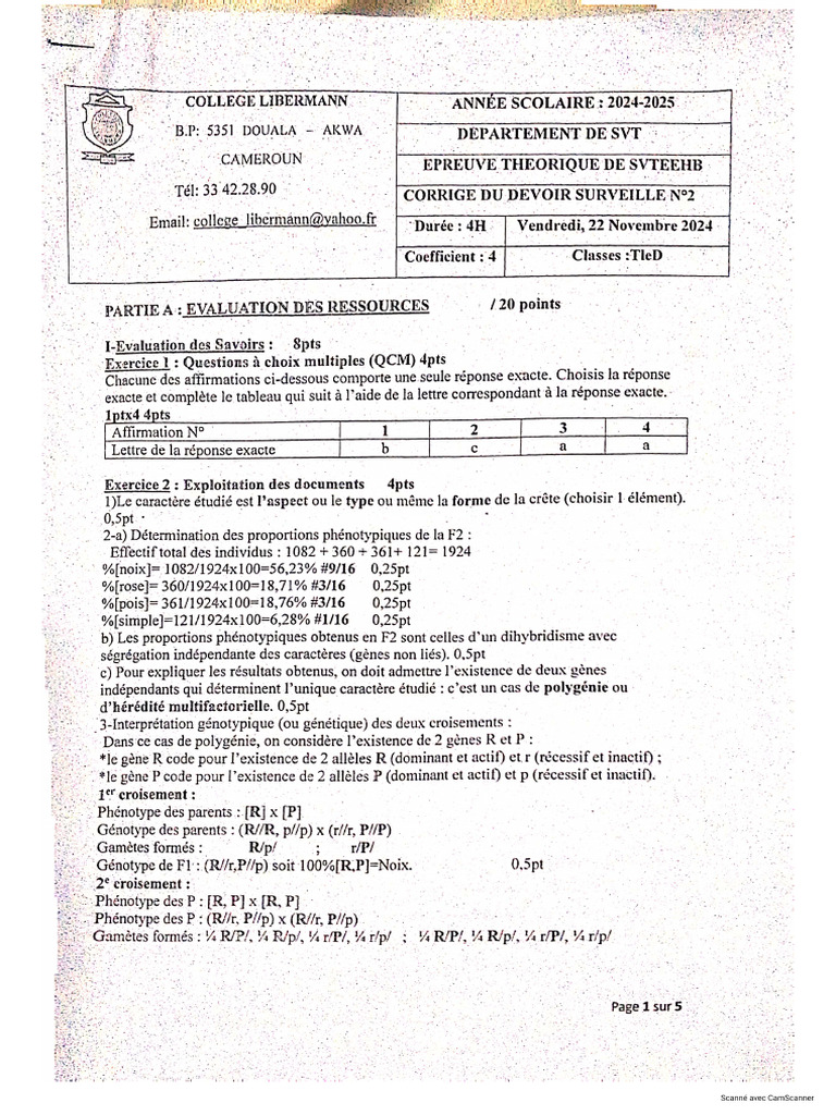 Corrigé Ds2-Svteehb Td | PDF