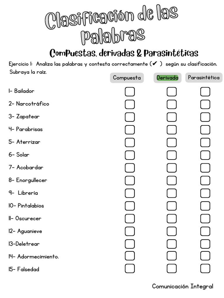 Clasificación de Palabras en Español | PDF
