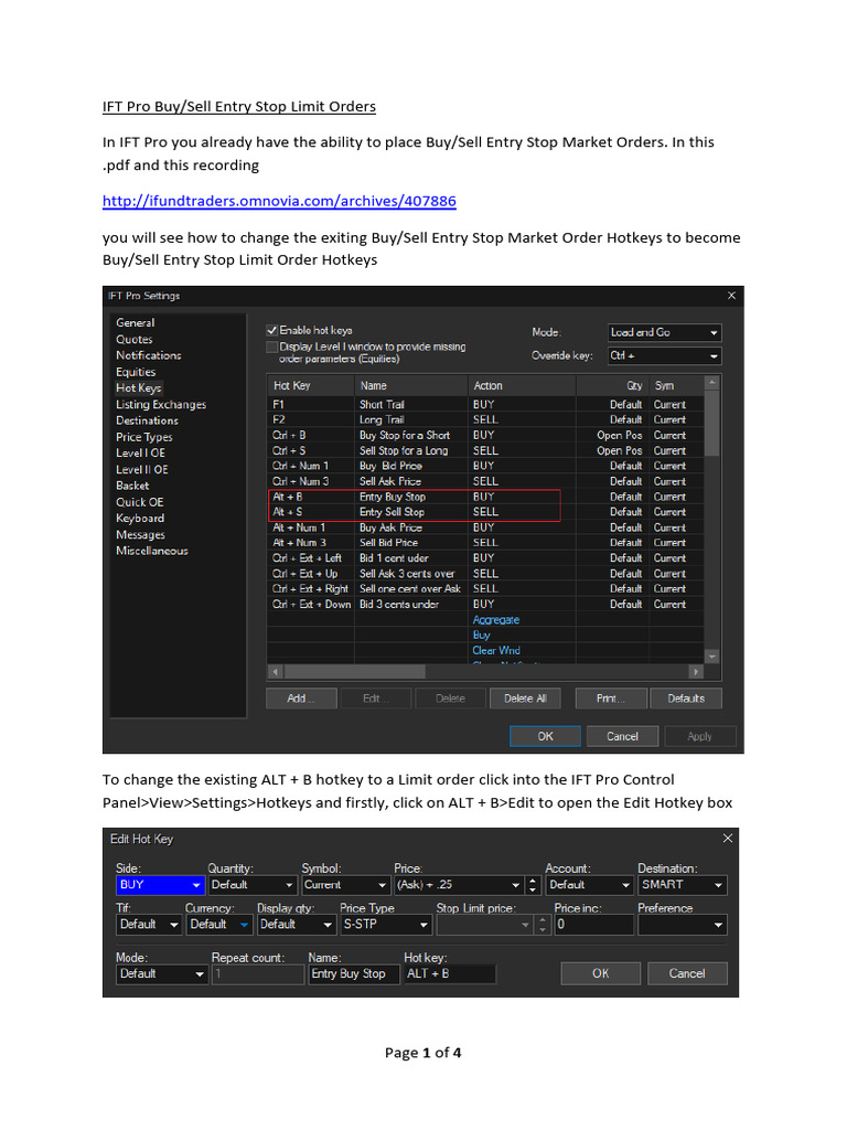 21 IFT Pro Buy Sell Entry Stop Limit Orders | PDF