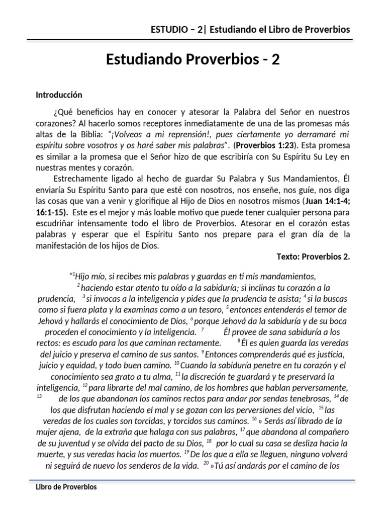 PROVERBIOS 02 - Estudiando El Libro de Proverbios | PDF | Libro de ...