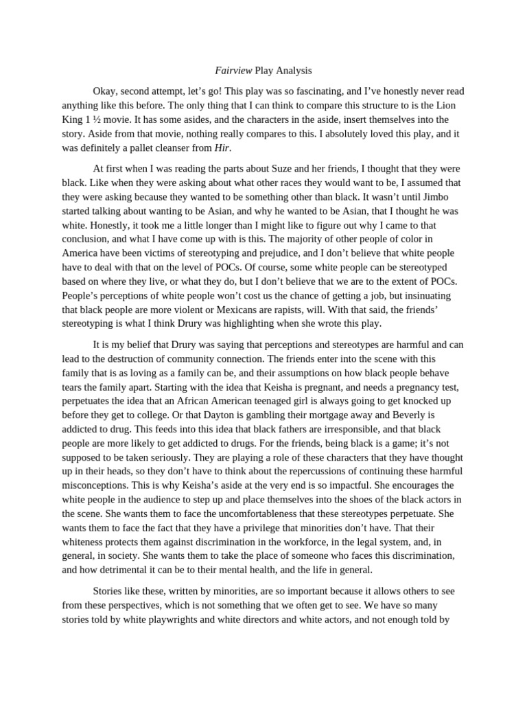 Fairview+Play+Analysis | PDF | Stereotypes | Social Psychology