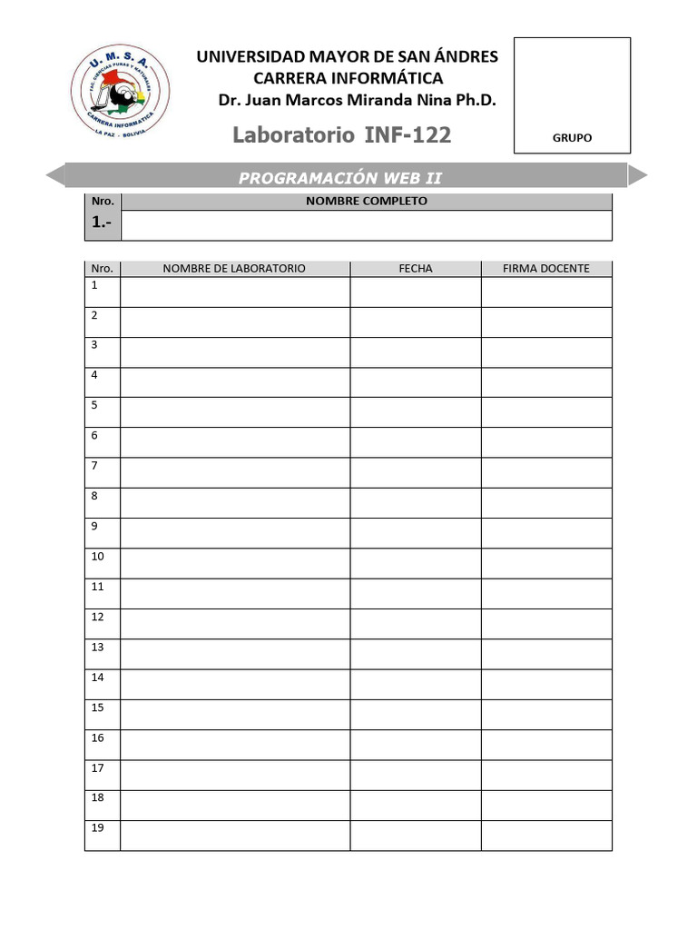 Formato Laboratorio INF-122 | PDF