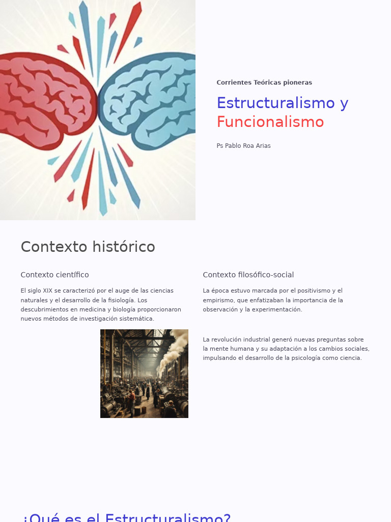 N°3 Escuelas Pioneras Estructuralismo y Funcionalismo | PDF | Sicología | Evolución