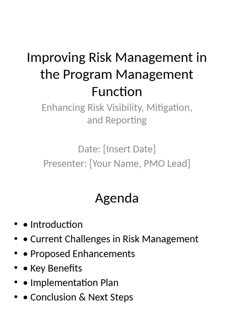 Improving_Risk_Management_Presentation | PDF | Risk Management | Risk