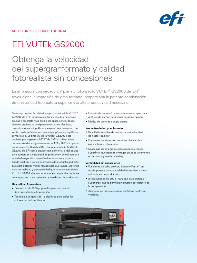 Impresora VUTEk GS2000: Calidad y Productividad | PDF | Impresora ...