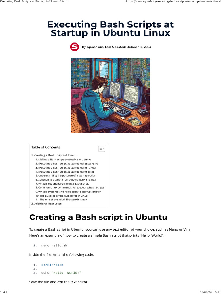 Executing Bash Scripts at Startup in Ubuntu Linux | PDF | Software | Computer Science
