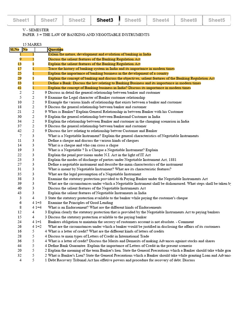 Semester - V Questions | PDF | Negotiable Instrument | Cheque