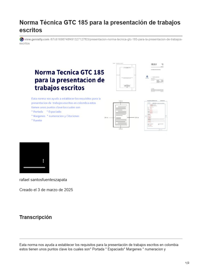 Norma Tecnica GTC 185 para La Presentacion de Trabajos Escritos | PDF