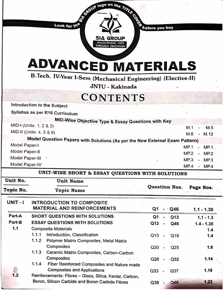 Advanced Materials Unit 1-6 (All-In-One) | PDF
