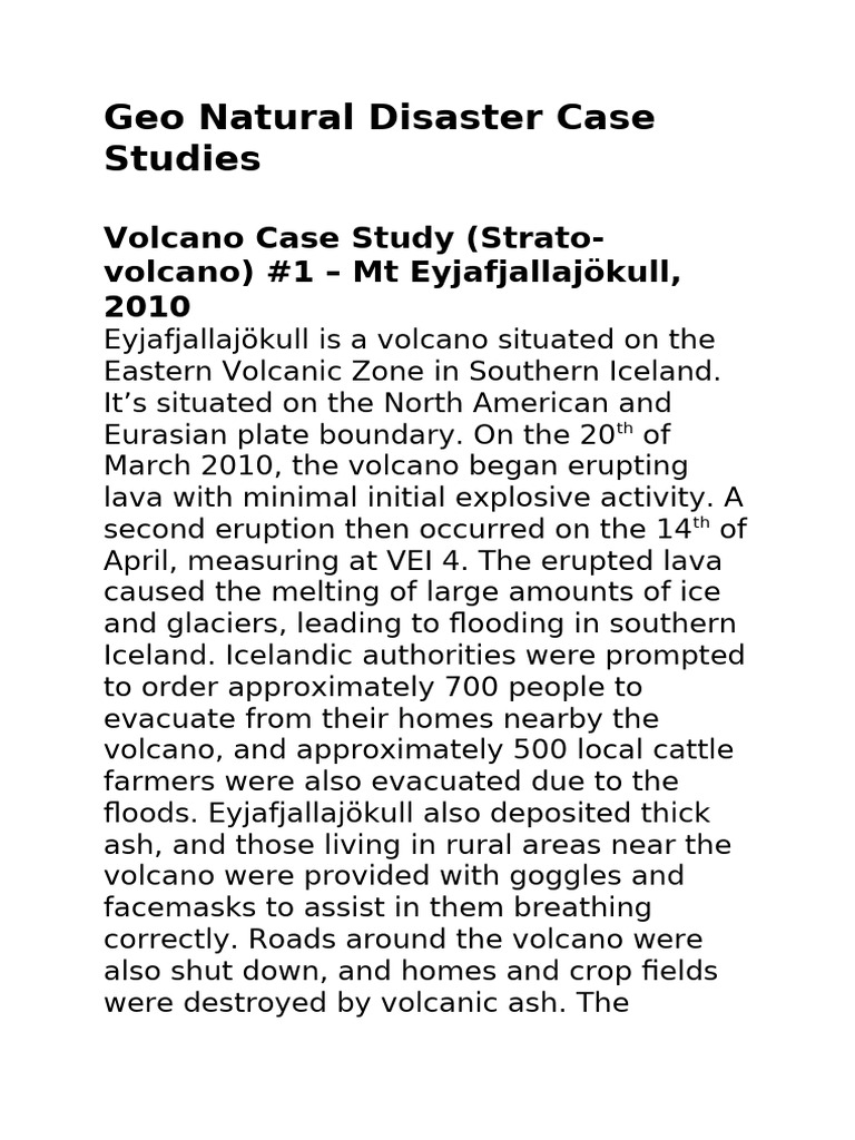 Natural Disaster Case Studies | PDF | Volcano | Types Of Volcanic Eruptions