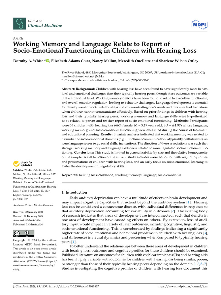 Working Memory and Language Re | PDF | Hearing Loss | Behavioural Sciences