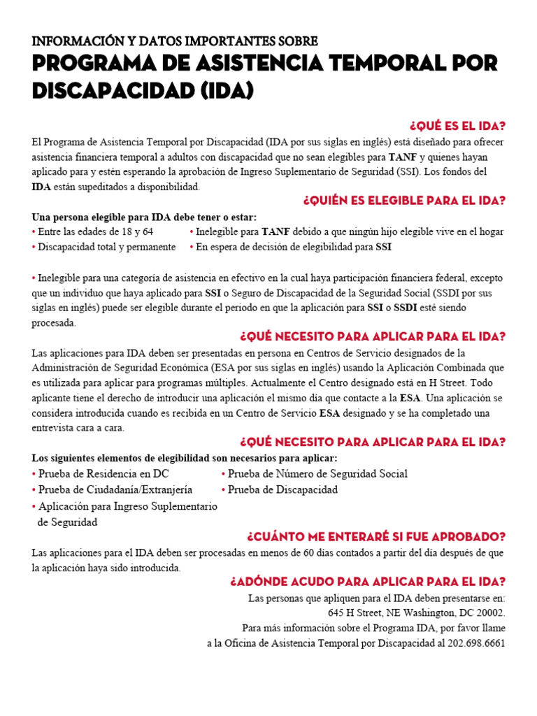 Ida Program - Spanish | PDF