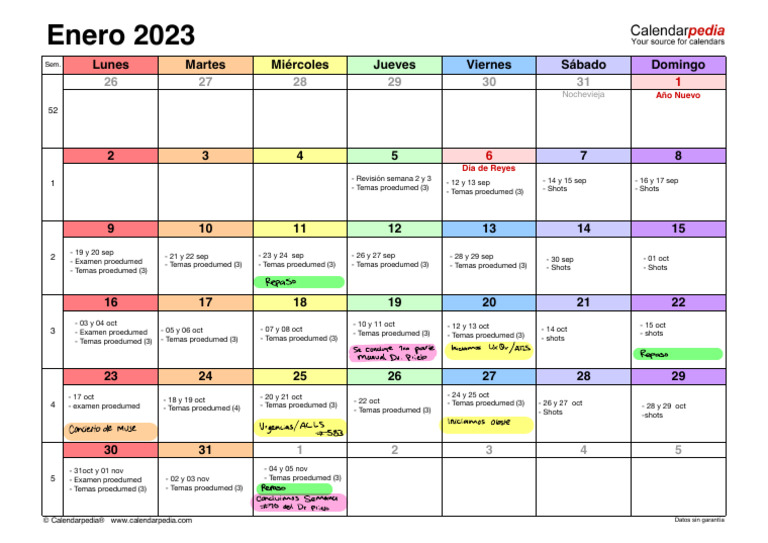 Calendario Enero 2023 Espana Horizontal | PDF