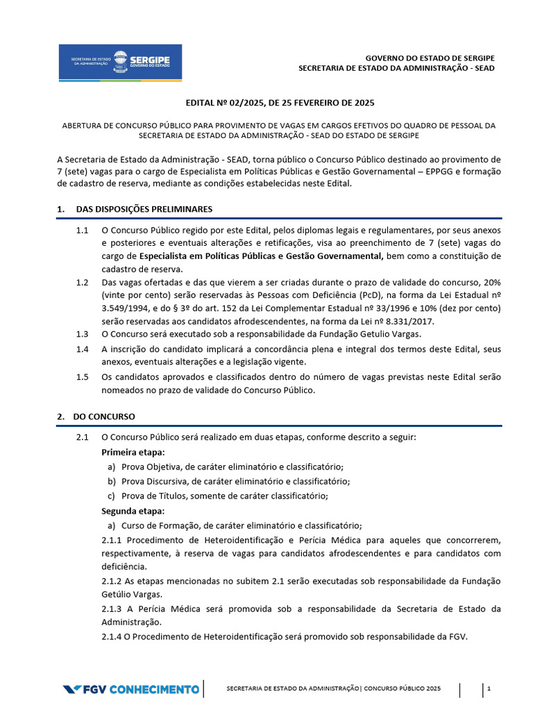 Edital-na-02-2025-Abertura SEAD | PDF