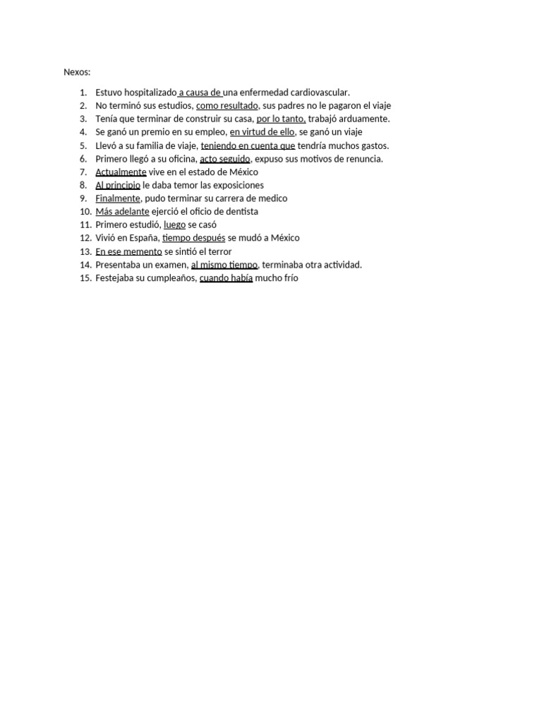 Ejercicios de Nexos o Conectores | PDF