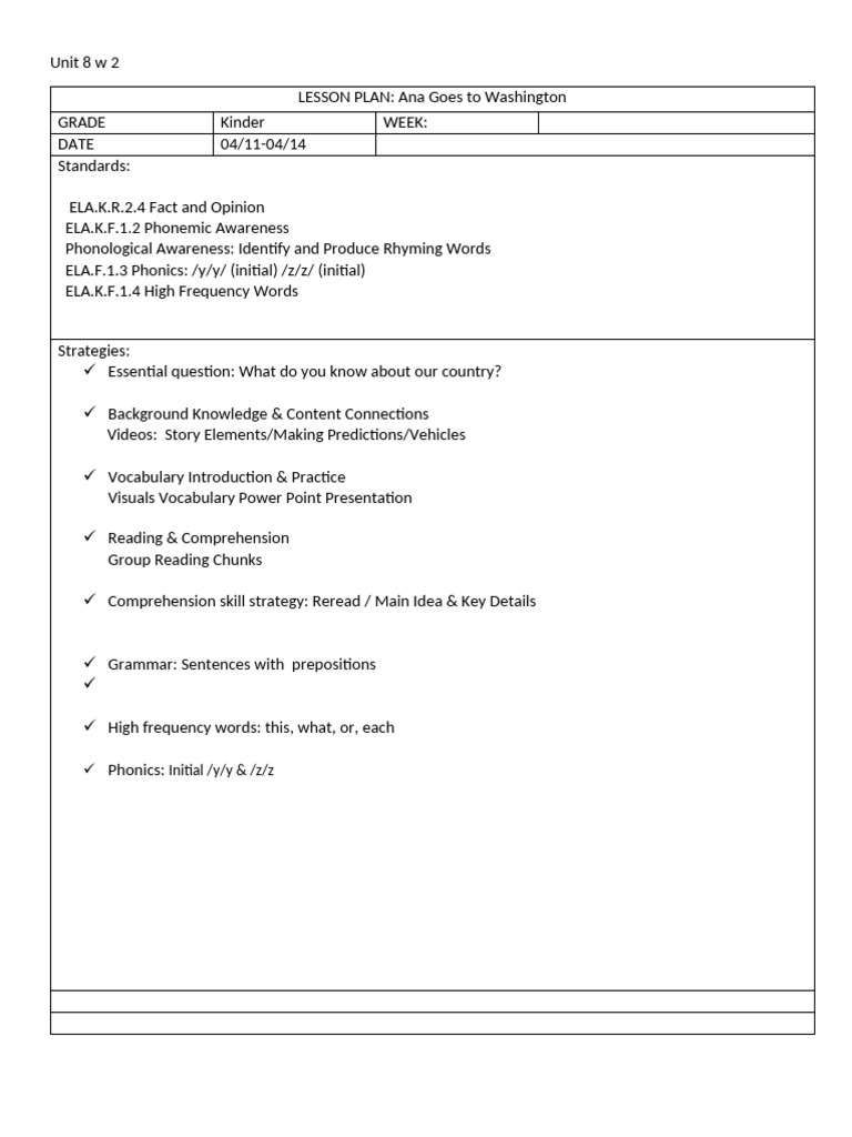 lp u 8w2 April 11 al 14 Ana goes to Washington | PDF