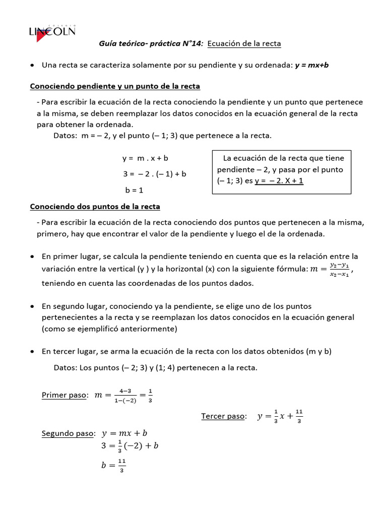 TP 14 - Ecuación de La Recta 2 | PDF | Pendiente | Línea (geometría)