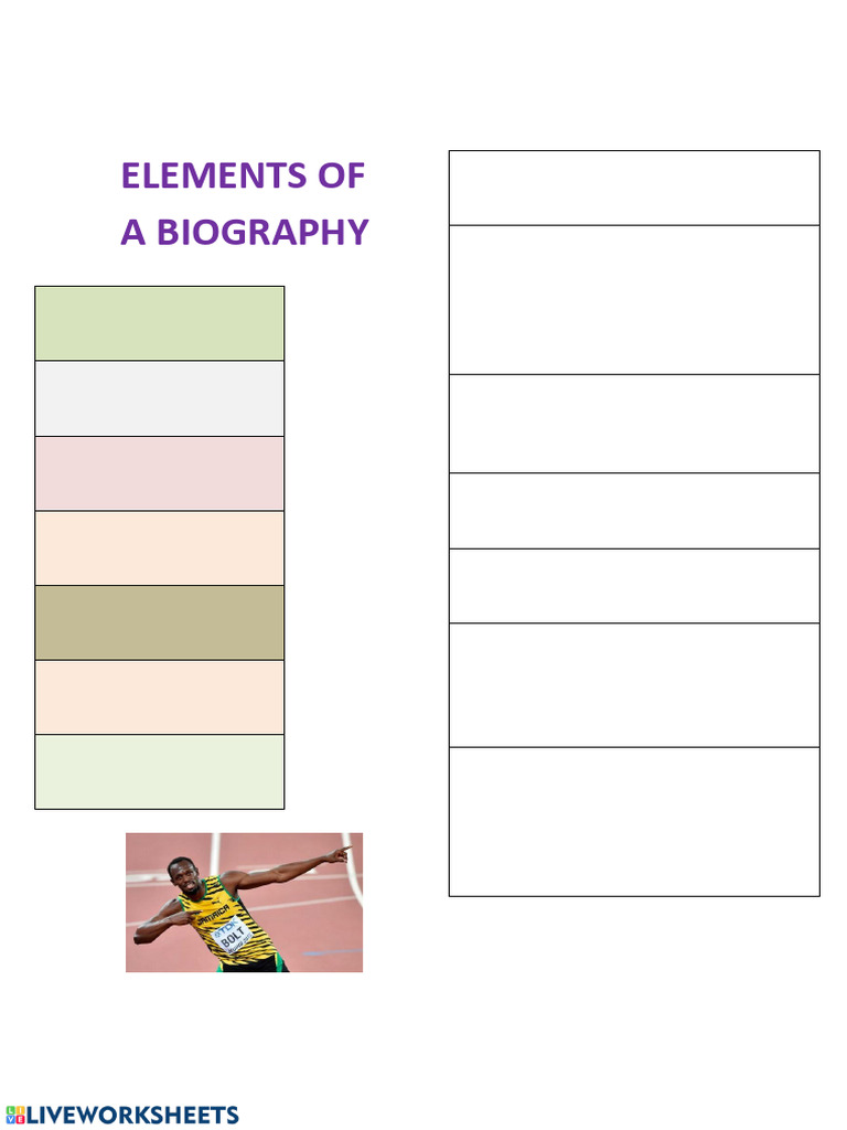 ELEMENTS OF A BIOGRAPHY worsheet | PDF