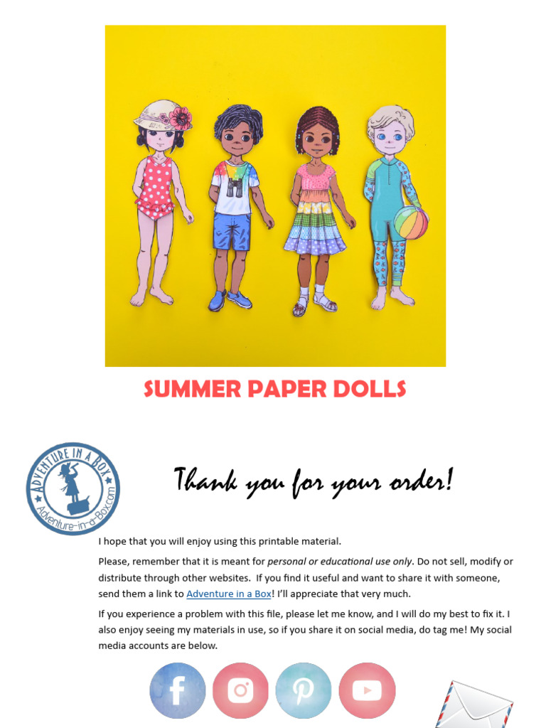 Summer Paper Dolls for Creative Play | PDF