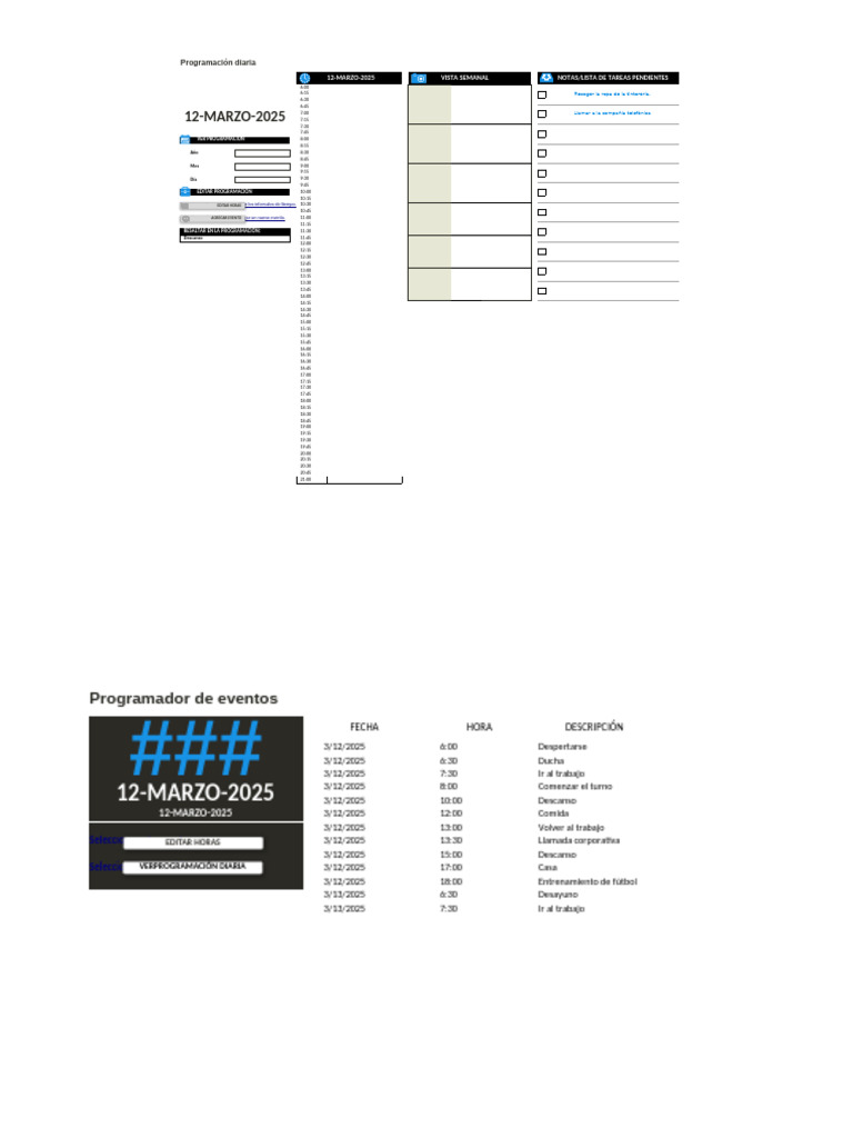 Programación Diaria de Trabajo1 | PDF