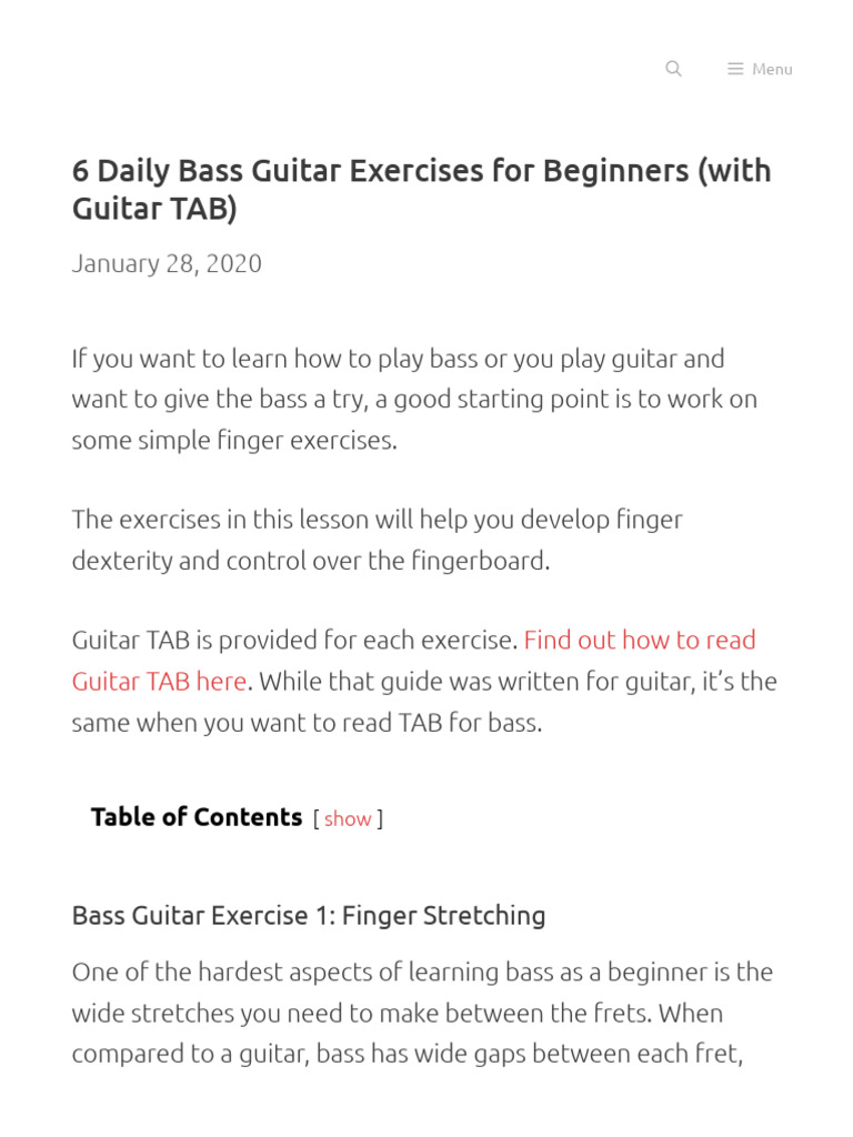 6 Daily Bass Guitar Exercises For Beginners | PDF | String Instruments ...
