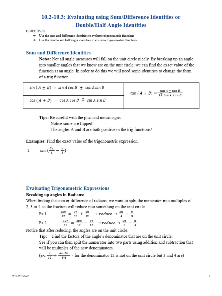 10.2-10.3_ Evaluating using Sum_Difference Identities or Double_Half ...