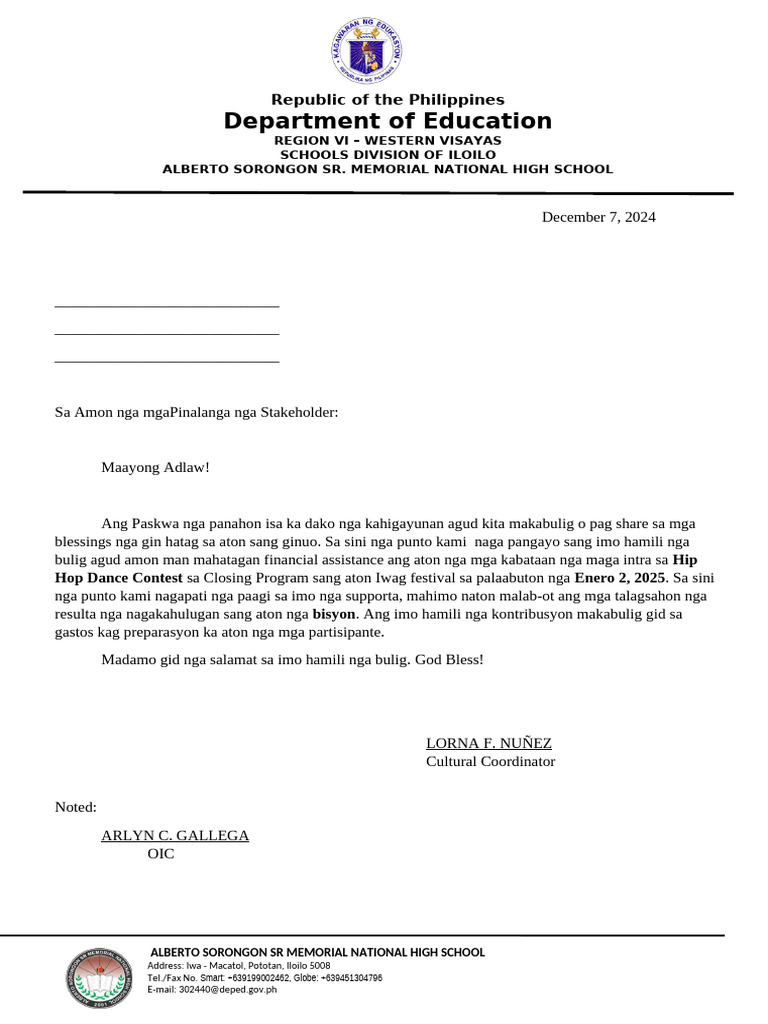 Solicitation Letter | PDF