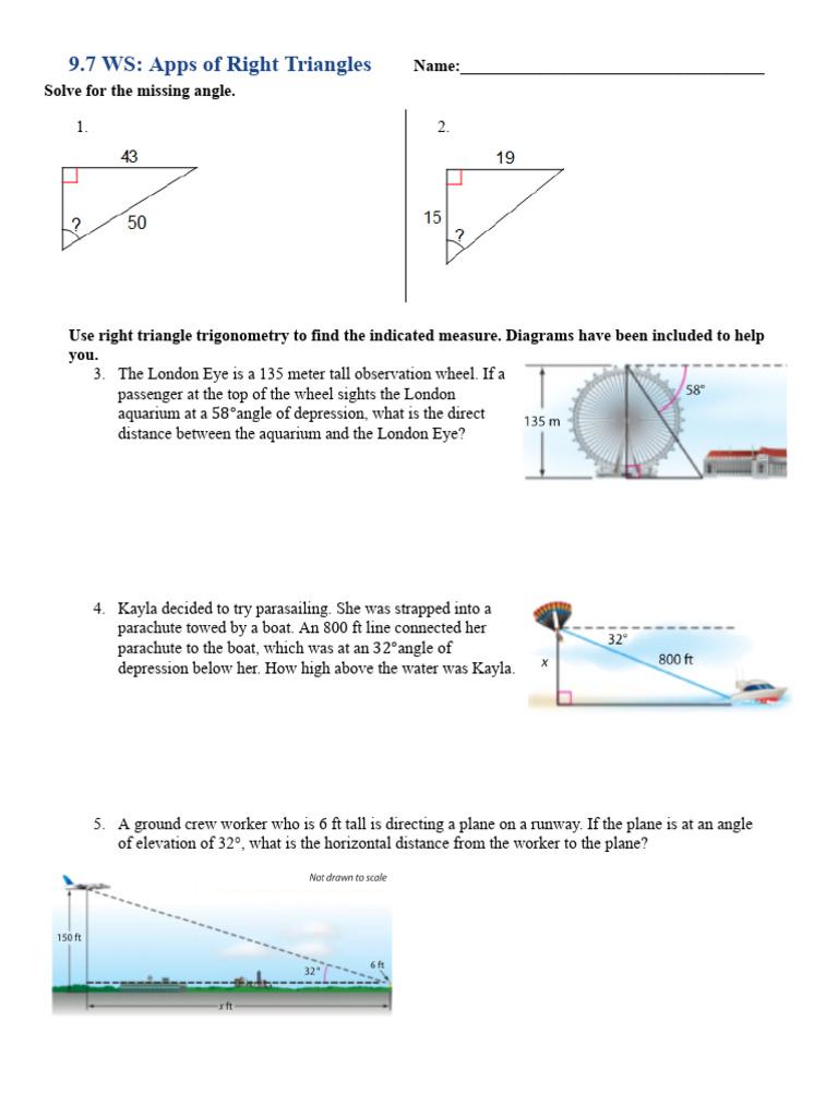 Right Triangle Trigonometry Problems | PDF | Horizon