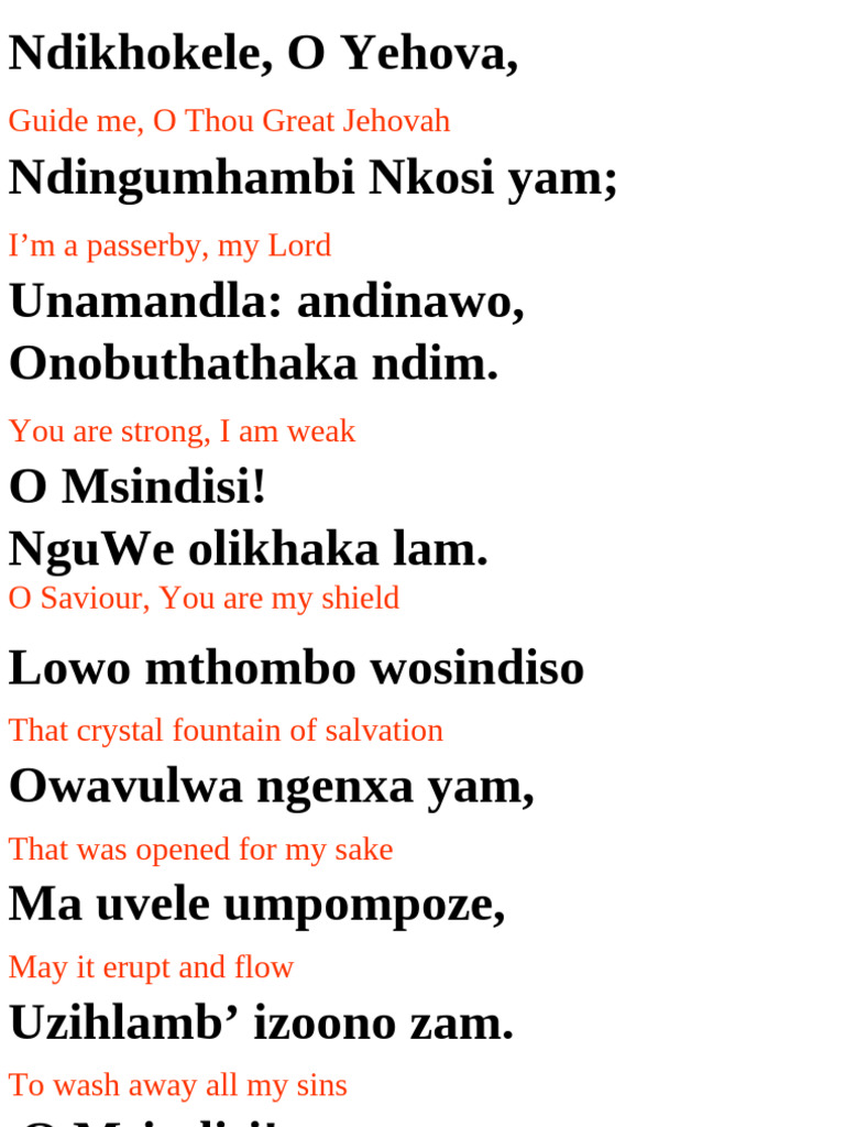 O Msindisi Hymn 245 Lyrics | PDF