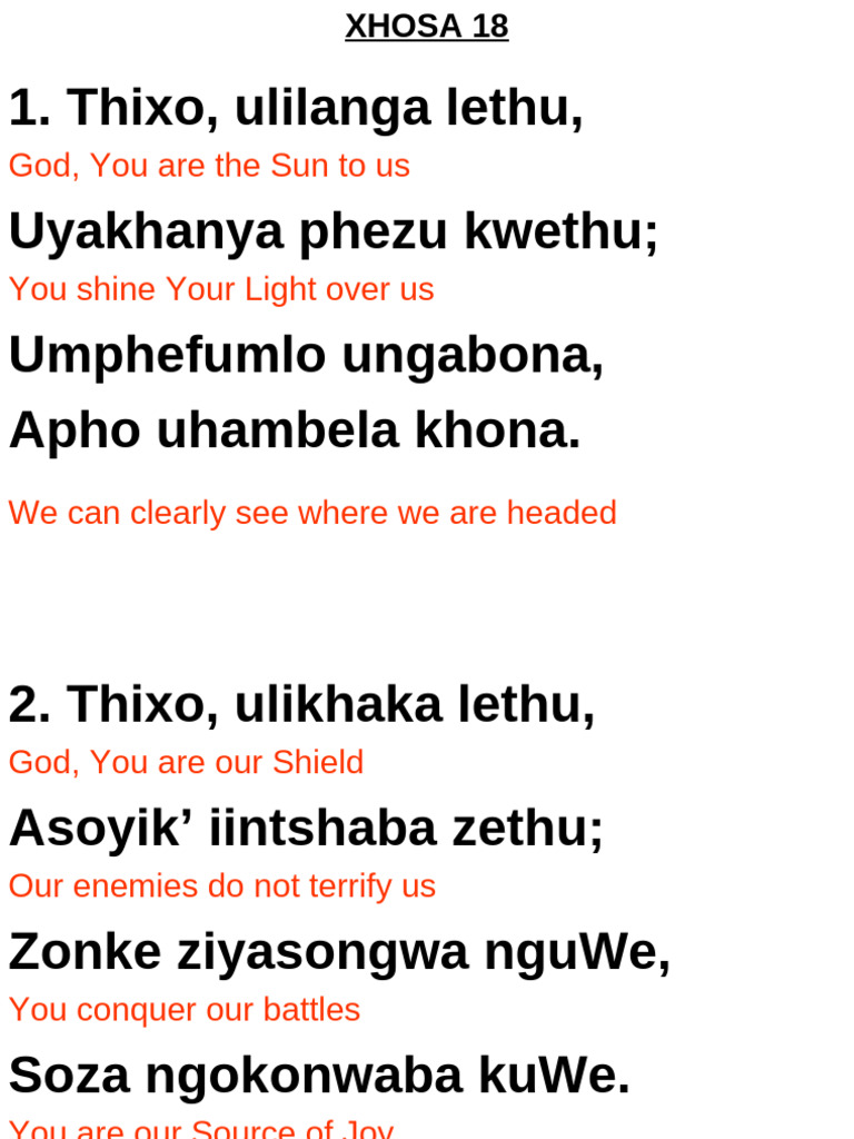 X018 Thixo, Ulilanga Lethu | PDF