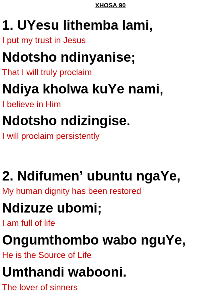Xhosa Hymn 90: Trust in Jesus | PDF
