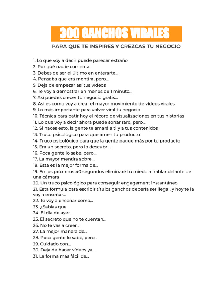 r15d - 300 Ganchos Virales | PDF | Publicidad digital | Medios de ...