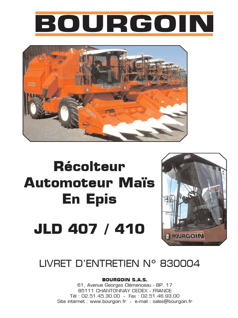 Livret d'entretien Récolteur JLD 407/410 | PDF | Ingénierie mécanique ...