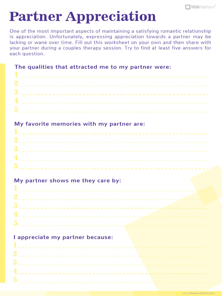 Partner Appreciation Worksheet | PDF