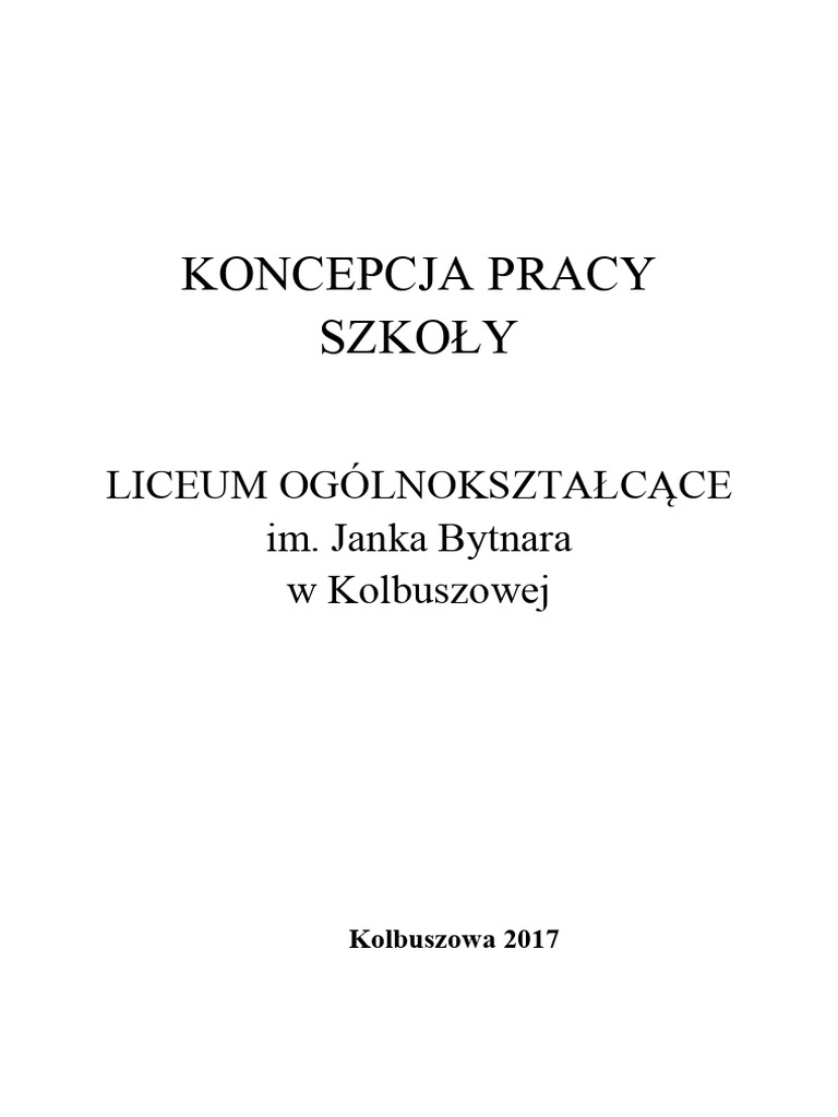 Koncepcja Pracy Szkoly LO | PDF