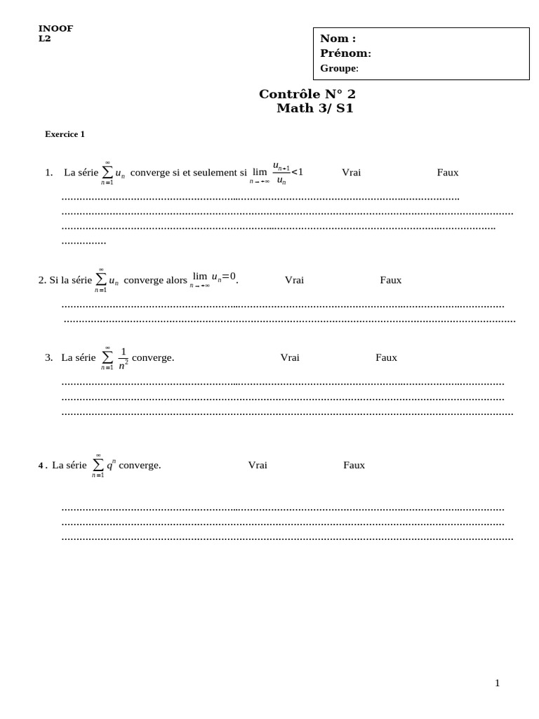 Controle S2 Math g3 g4 | PDF