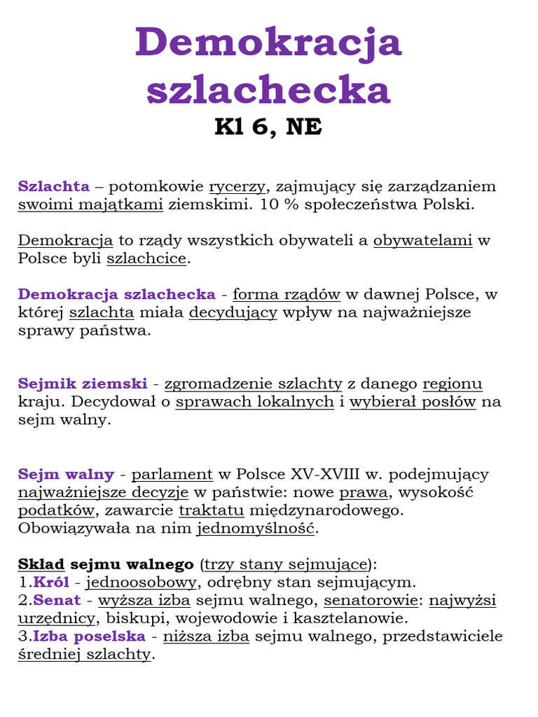 Demokracja Szlachecka: KL 6, NE | PDF