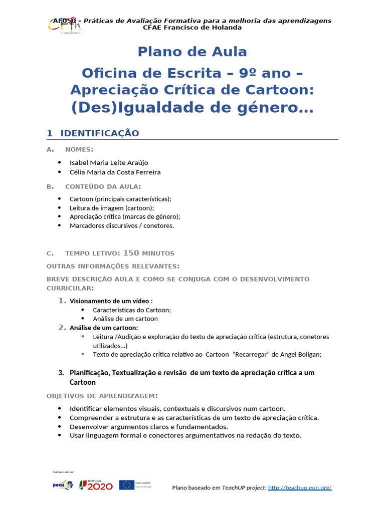 OF - PAF - Modelo de Plano - Aula | PDF | Aprendizado | Comentários