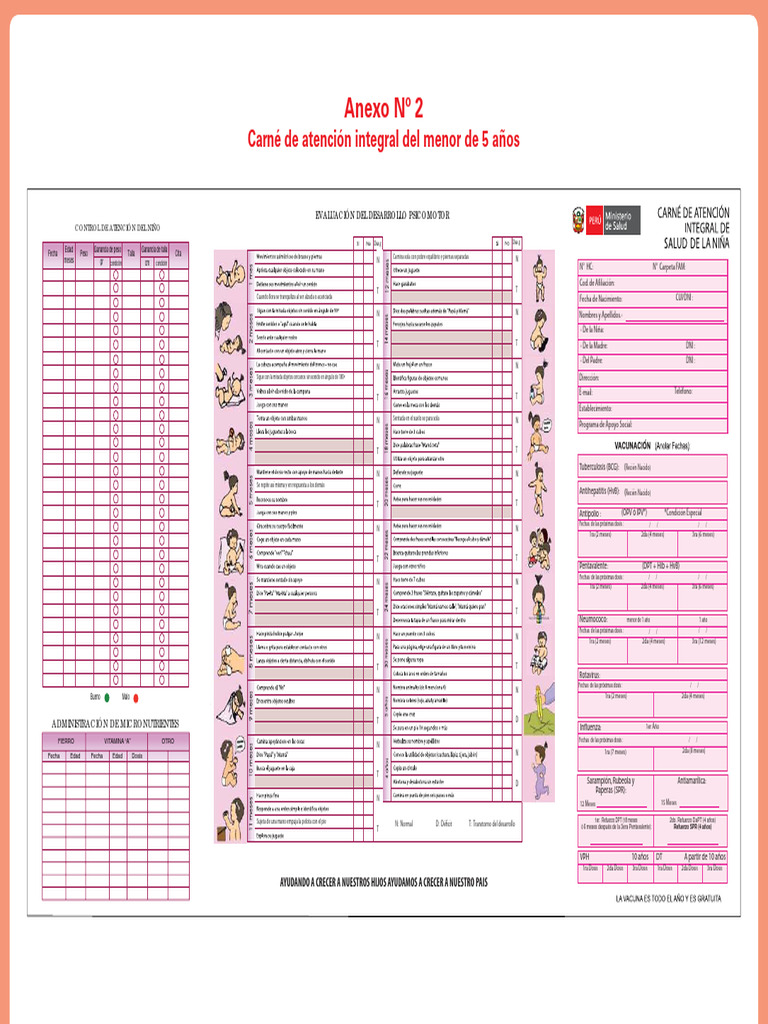 Carnet de Cred Nino Nina Minsa | PDF | Enfermedades animales | Sarampión