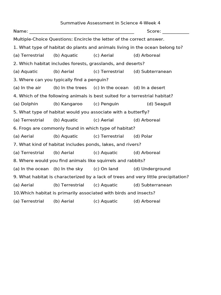 Formative Assessment in Science 4 | PDF