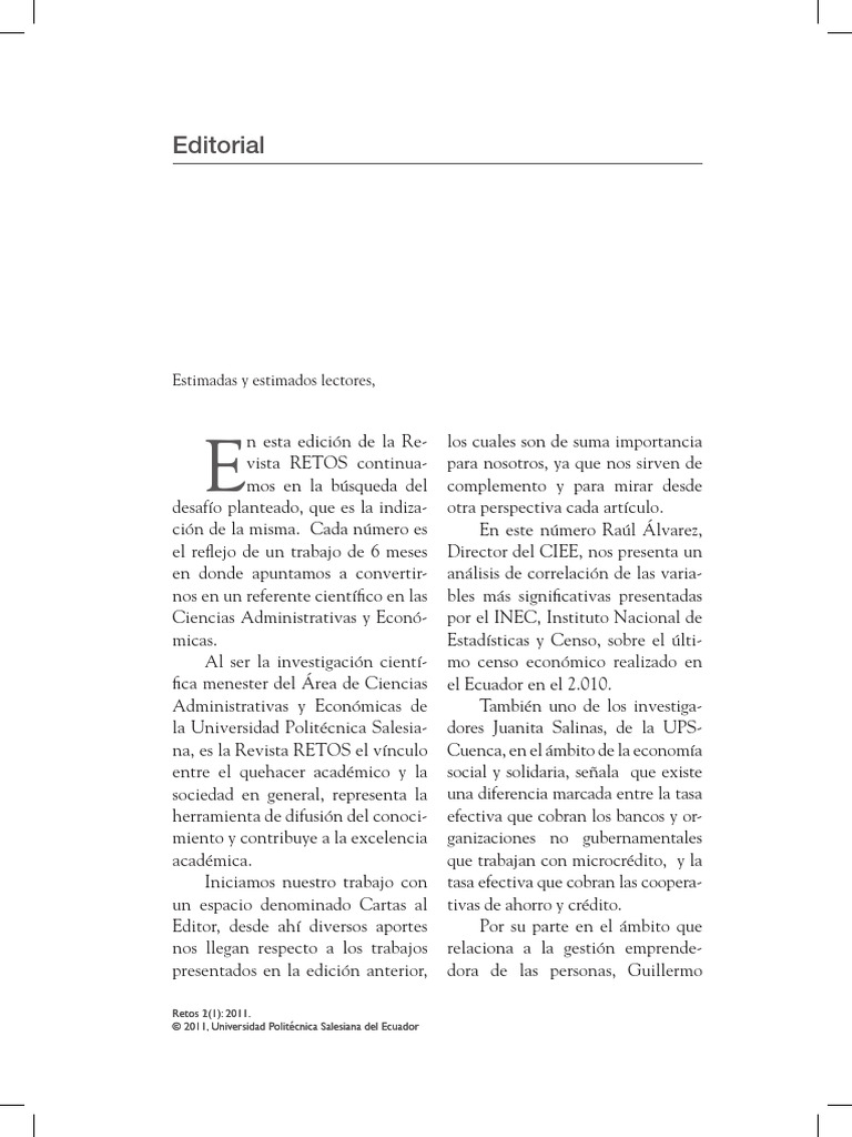 Revista RETOS: Investigación Económica 2011 | PDF