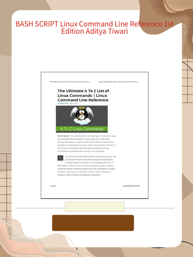 7930BASH SCRIPT Linux Command Line Reference 1st Edition Aditya Tiwari - Quickly Download The ...