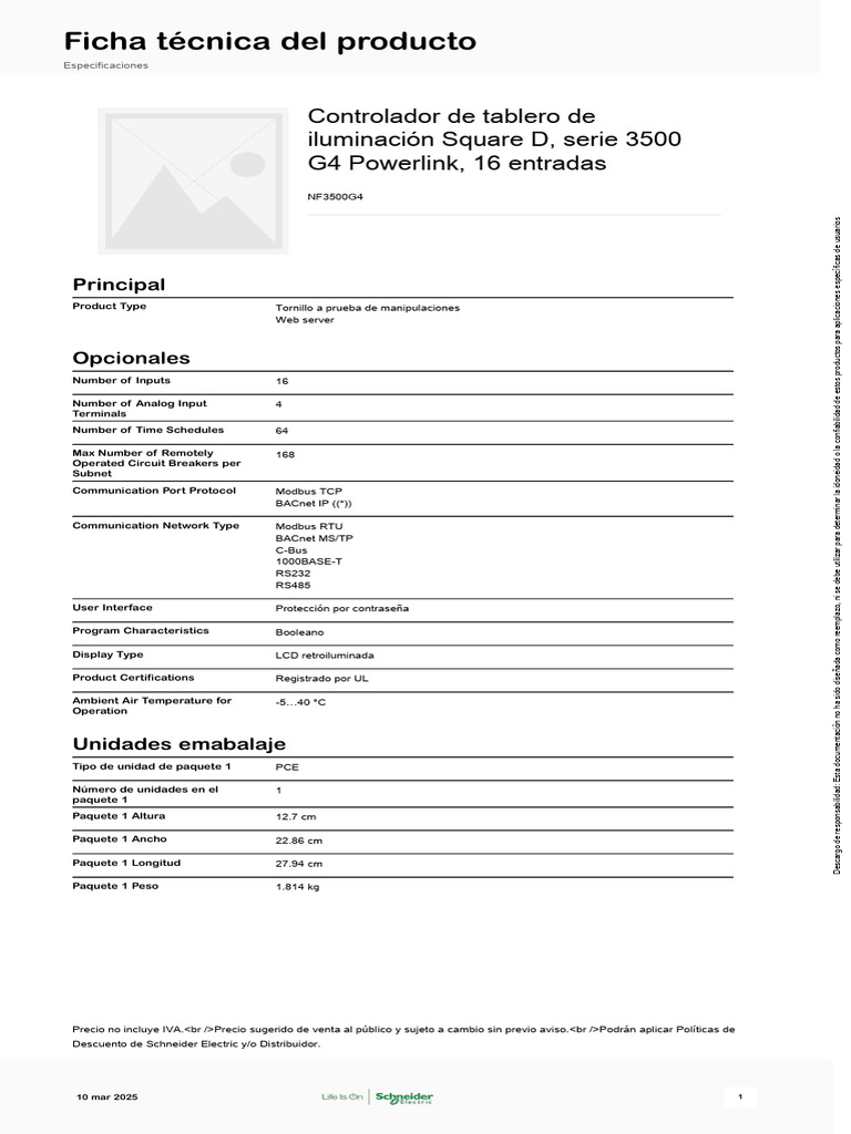 Controlador Square D NF3500G4 | PDF | Protocolos de internet