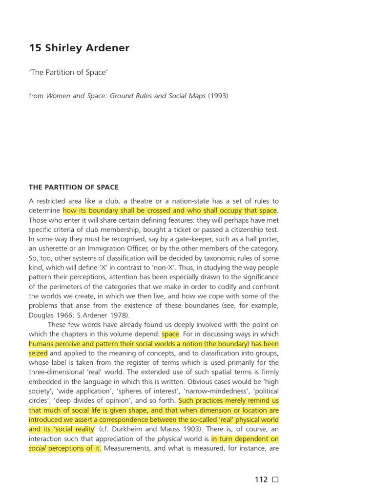 Ardener_The Partition of Space[1] | PDF | Space | Nun
