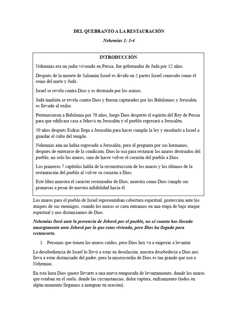 De Quebranto a Restauración Espiritual | PDF | Jerusalén | Reino de judá