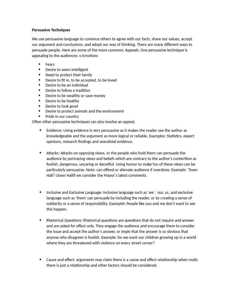 Persuasive Techniques - Texto | PDF | Rhetoric | Argument